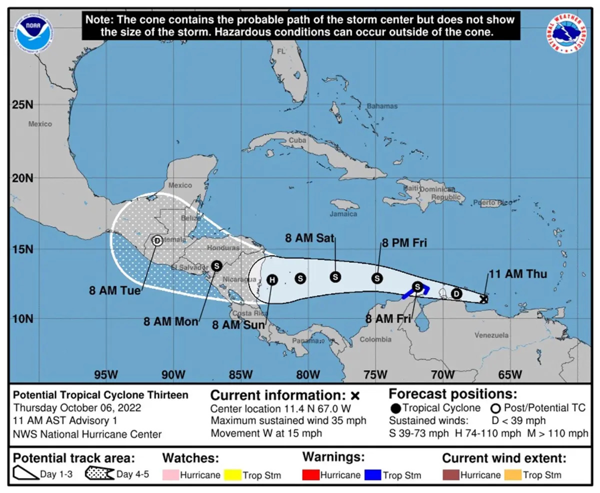 La potencial tormenta tropical Trece cada vez más organizada en el Caribe – El Nuevo Diario ...