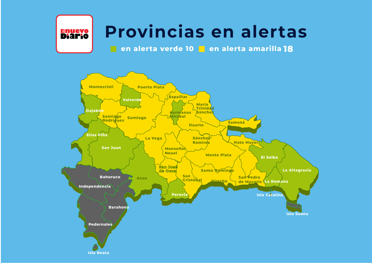 COE mantiene 18 provincias en alerta amarilla y 10 en verde por vaguada – El Nuevo Diario ...