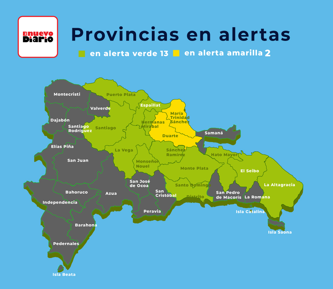 COE mantiene 2 provincias en alerta amarilla y 12 en verde incluyendo ...