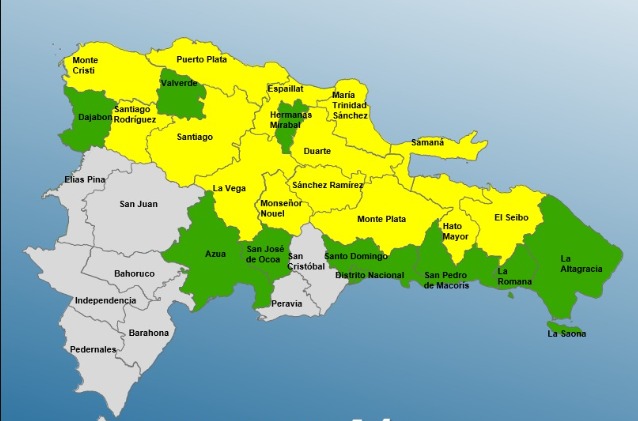 COE aumenta a 14 las provincias en alerta amarilla y mantiene 10 en verde – El Nuevo Diario ...
