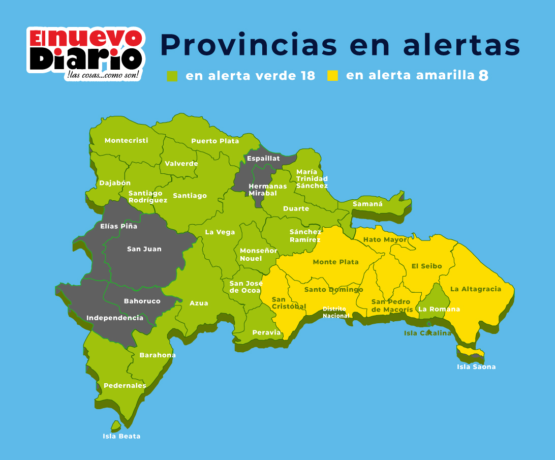 COE coloca ocho provincias en alerta amarilla y 18 en verde por vaguada y onda tropical – El ...