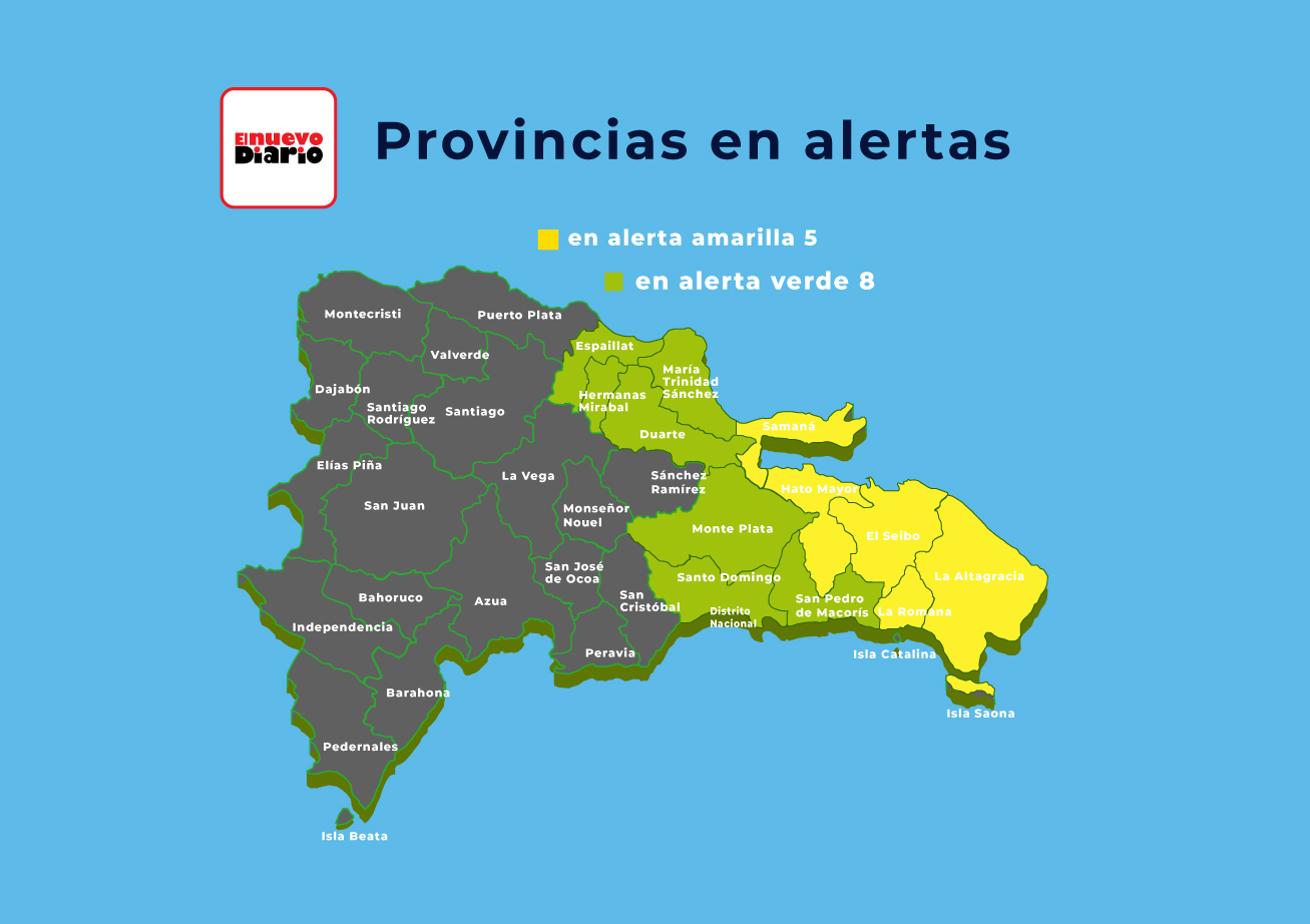 COE coloca en alerta a 12 provincias y el Distrito Nacional por ...