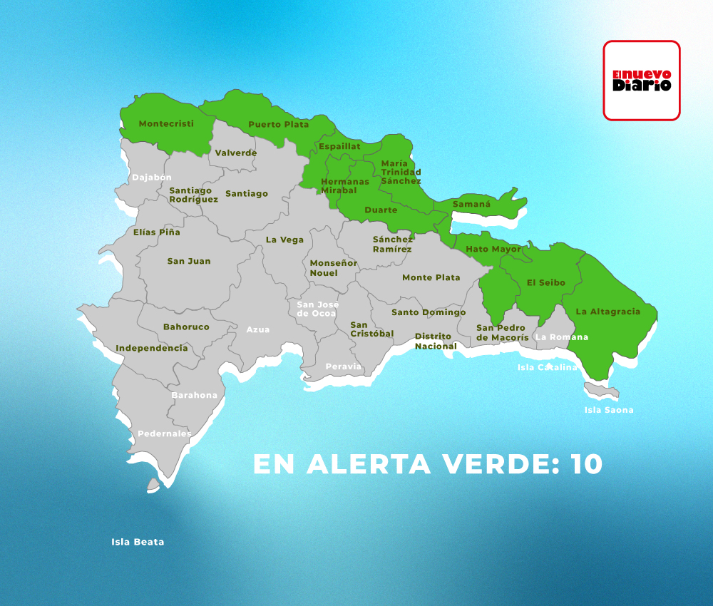 COE coloca 10 provincias en alerta verde por incidencia de vaguada sobre el territorio nacional ...