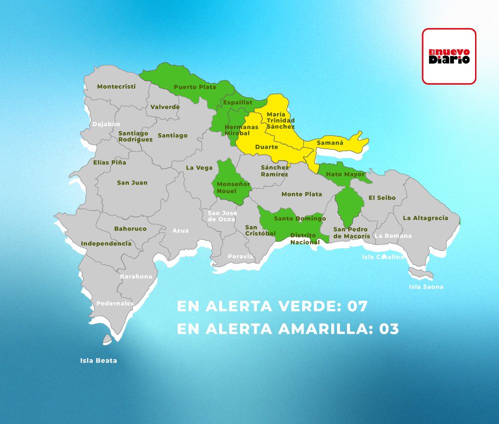 COE coloca tres provincias en alerta amarilla y siete en verde por vaguada – El Nuevo Diario ...