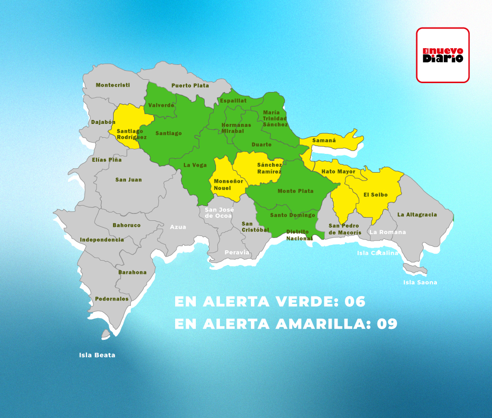 Elevan a 15 las provincias en alerta por vaguada; seis en amarilla y nueve en verde – El Nuevo ...