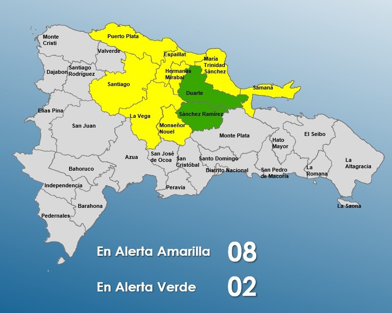 COE mantiene ocho provincias en alerta amarilla y dos en verde por ...
