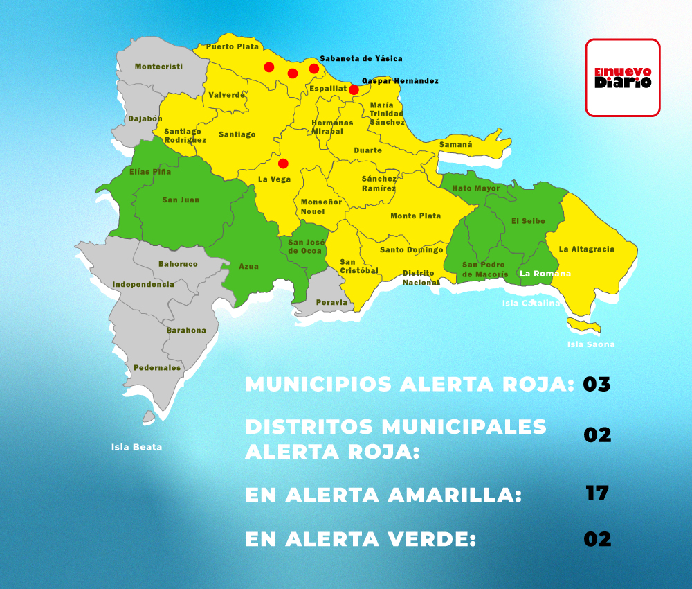 COE mantiene cinco municipios en alerta roja por incidencia de vaguada – El Nuevo Diario ...