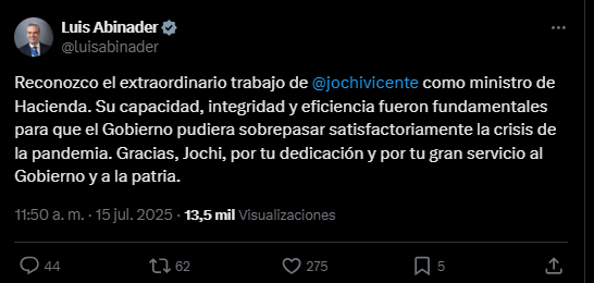 Abinader resalta capacidad de renunciante Jochi Vicente; fue clave para Gobierno sobrepasar ...