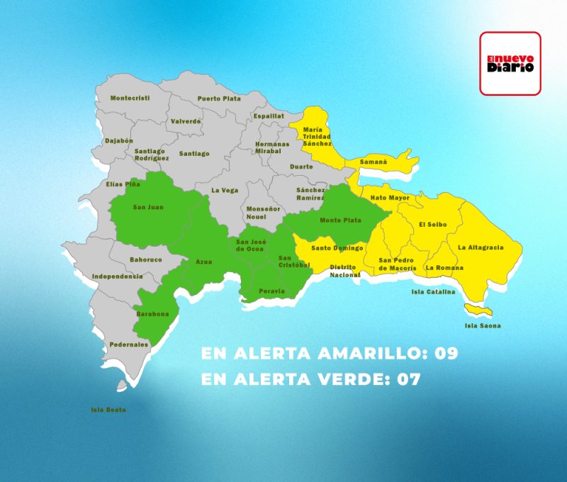 COE coloca nueve provincias en alerta amarilla y siete en verde por vaguada y onda tropical – El ...